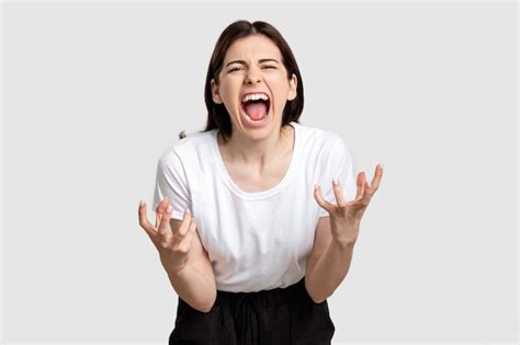 Premium Photo Furious Woman Portrait Nervous Breakdown Girl Yelling