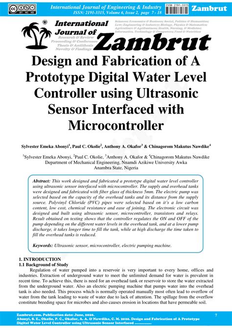 Pdf Design And Fabrication Of A Prototype Digital Water Level