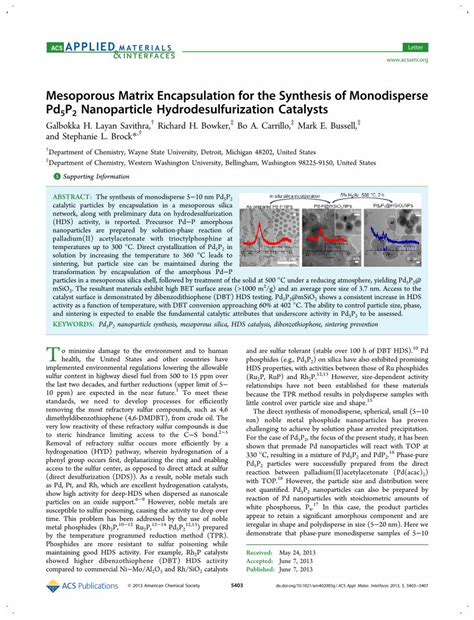 Pdf Mesoporous Matrix Encapsulation For The Synthesis Of Dokumen Tips