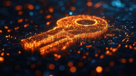 Glowing Digital Key On Circuit Board Representing Cybersecurity And