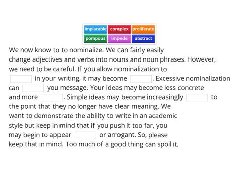 Dangers Of Nominalization Eap Complete The Sentence