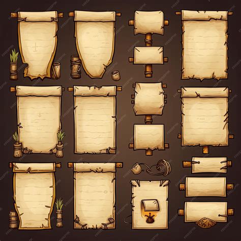 Premium Photo Ui Papyrus Scroll Game Ai Generated Element Retro Sheet Old Parchment Ui Papyrus