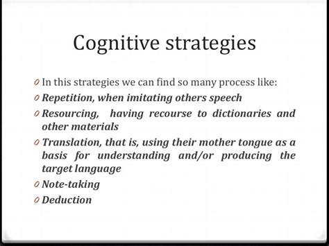 Cognitive And Metacognitive Strategies