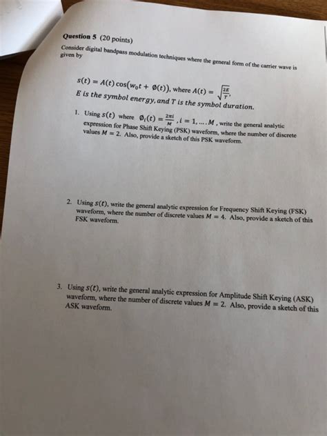 Solved Question 5 20 Points Consider Digital Bandpass