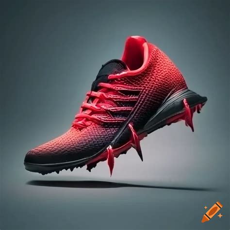 Red And Black Ombre Tennis Shoe With Spikes On Sole On Craiyon