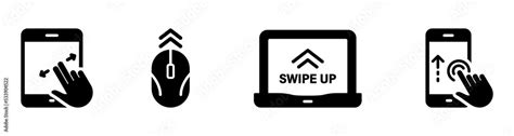 Swipe Button On Smartphone Computer Pc Silhouette Icon Set Slide Action Social Media App Icon