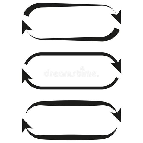 Circular Arrow Icons Rotational Direction Symbols Black And White Vector Recycle Process