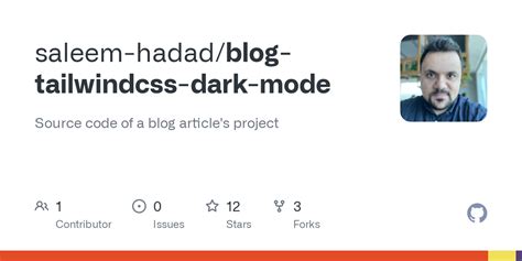 Github Saleem Hadadblog Tailwindcss Dark Mode Source Code Of A Blog Articles Project