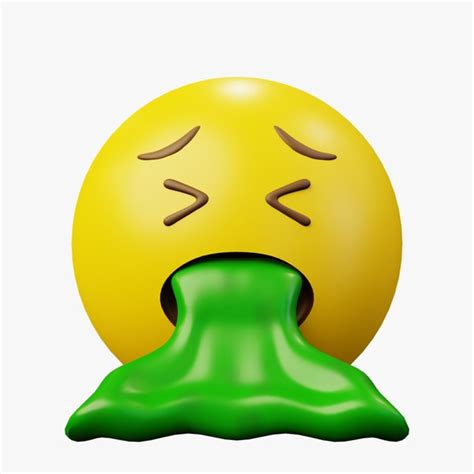 녹색 구토 노란색 공 이모티콘 이모티콘 또는 웃는 얼굴 3d 모델 Turbosquid 2017887