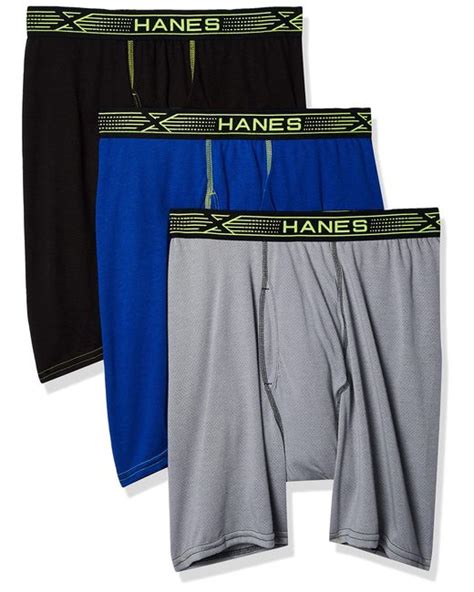 Hanes Sport X Temp Breathable Mesh Long Leg Boxer Brief 4 Pack In Black