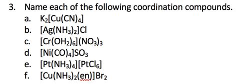 Solved Name Each Of The Following Coordination Compounds A