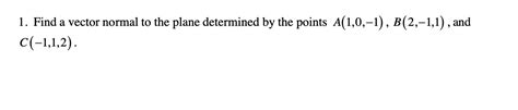 Solved Find A Vector Normal To The Plane Determined By The Chegg Com