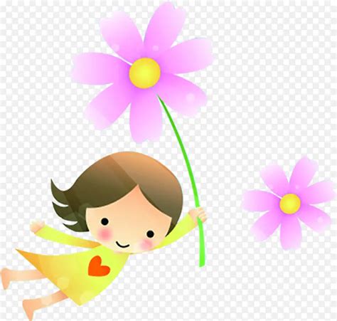 手绘粉色花朵小女孩png图片素材下载图片编号ydxrjwed 免抠素材网