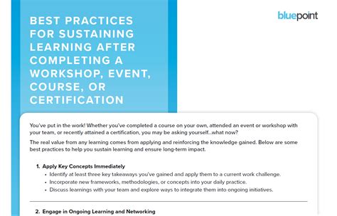 Best Practices For Sustaining Learning Bluepoint Leadership Development