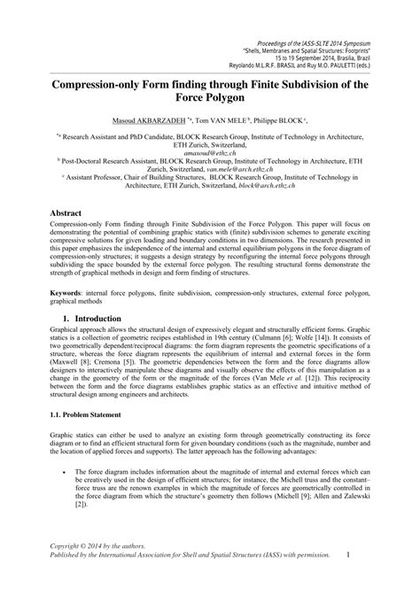 Pdf Compression Only Form Finding Through Finite Subdivision Of The Force Polygon