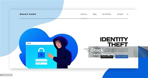방문 페이지 템플릿 웹 사이트 배너 광고 및 마케팅 자료 온라인 광고 비즈니스 프리젠 테이션 등에 대한 신원 도용 개념 벡터 일러스트레이션 It 지원에 대한 스톡 벡터 아트