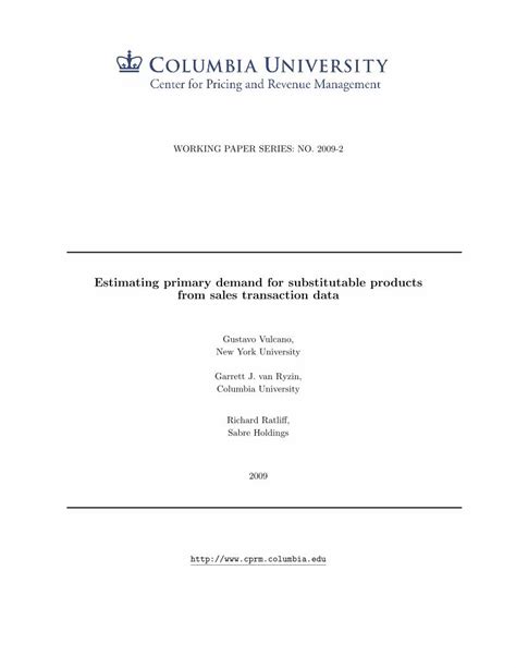 Pdf Estimating Primary Demand For Substitutable Products From · Product Availability Data