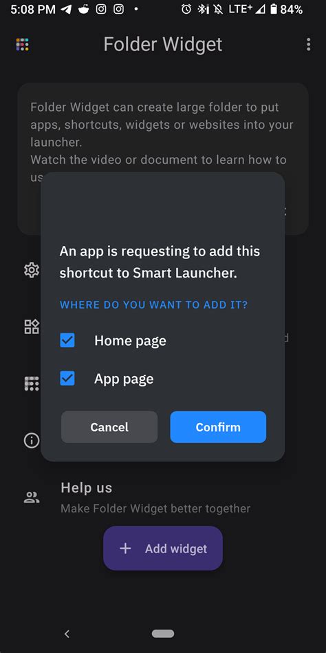 I Want To Use Folder Widget But It Wont Allow Me To Give It