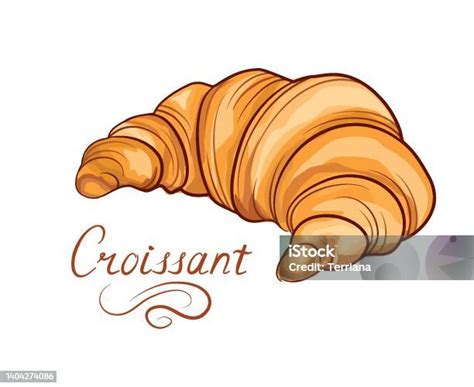 크로와상 프랑스 음식 아이콘입니다 흰색 배경 위에 곡물 음식 색상 손 그리기 라인 아트 곡초류에 대한 스톡 벡터 아트 및 기타 이미지 곡초류 달콤한 음식 드로잉