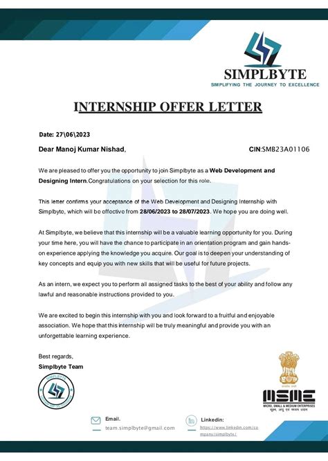 manoj kumar nishad on linkedin webdevelopment internship simplbyte