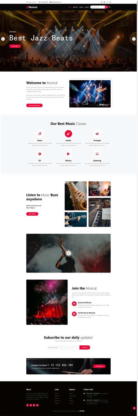 Html音乐网站制作代码，音乐网站网页设计模板 17素材网