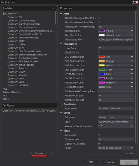 Currency Matrix For Ninjatrader 8 Information And Configuration Quantum Trading Indicators