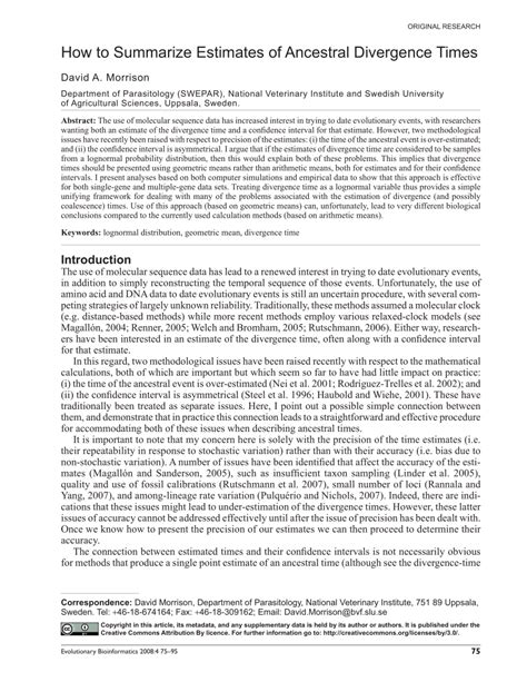 Pdf How To Summarize Estimates Of Ancestral Divergence Times