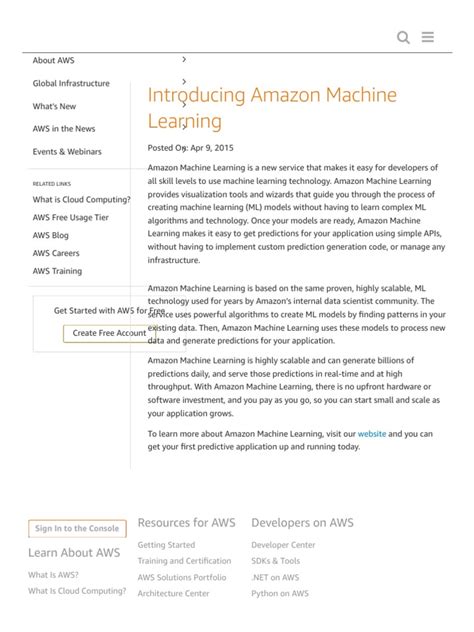 Introducing Amazon Machine Learning Pdf Amazon Web Services Machine Learning