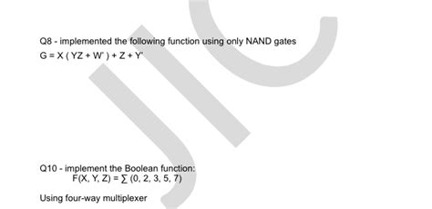 Solved Q8 Implemented The Following Function Using Only