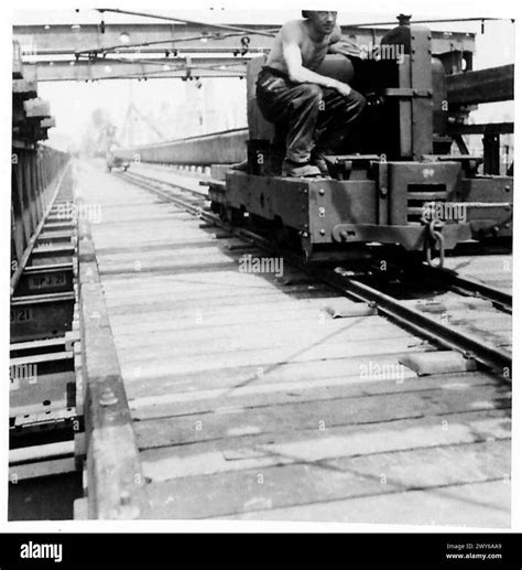 Permanent Rhine Bridges A Pile Being Transported Along The Bridge British Army 21st Army
