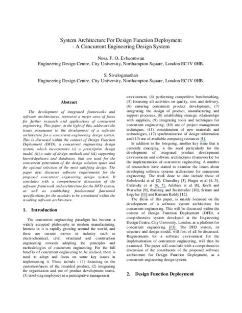 pdf system architecture for design function deployment a concurrent engineering design system