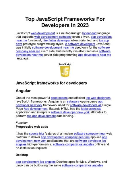 Top Javascript Frameworks For Developers In 2023 Pdf