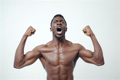 Premium Ai Image Black Man On White Isolated Background Showing His