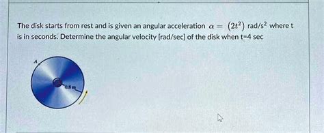 Solved The Disk Starts From Rest And Is Given An Angular Acceleration