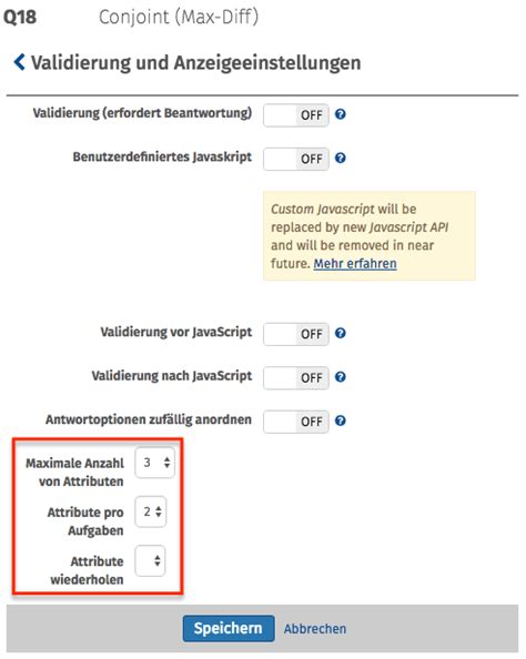 Max Diff Einstellungen Questionpro Wissensbasis