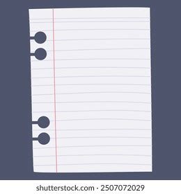 Blank Sheet Lined Paper Three Holes Stock Vector Royalty Free Shutterstock