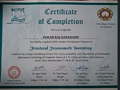 raj parab on linkedin this is my completion certificate of my frontend framework bootstrap…