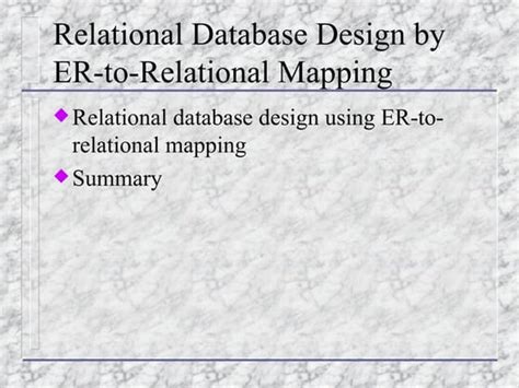 Er And Eer To Relational Mapping Ppt Databases Computer Software And Applications