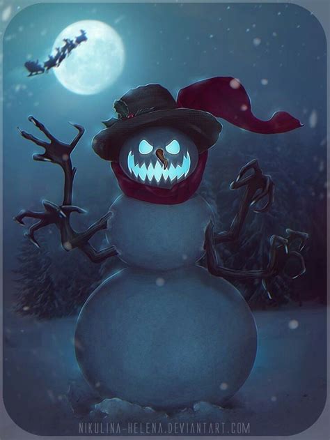 Evil Snowman Christmas Horror Art Scary Christmas Christmas Horror