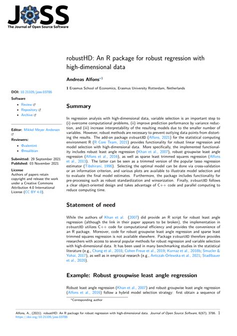 pdf robusthd an r package for robust regression with high
