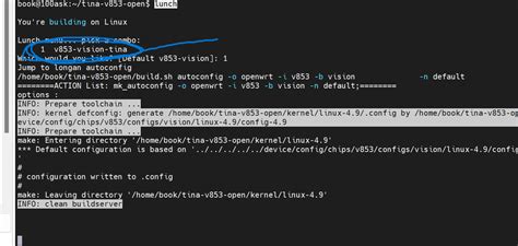 100ASK V853 PRO 环境配置及编译烧写之前我成功制作过一次镜像这次我准备在次制作的时候执行lunch时就一直卡在这里了求解在这个之前我进行了内核配置界面不过我恢复原样
