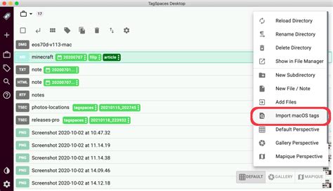 Tagspaces Perspective Qustimport
