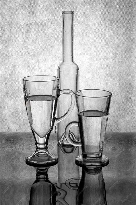 Premium Photo Still Life With Glass Objects On A Gray Background
