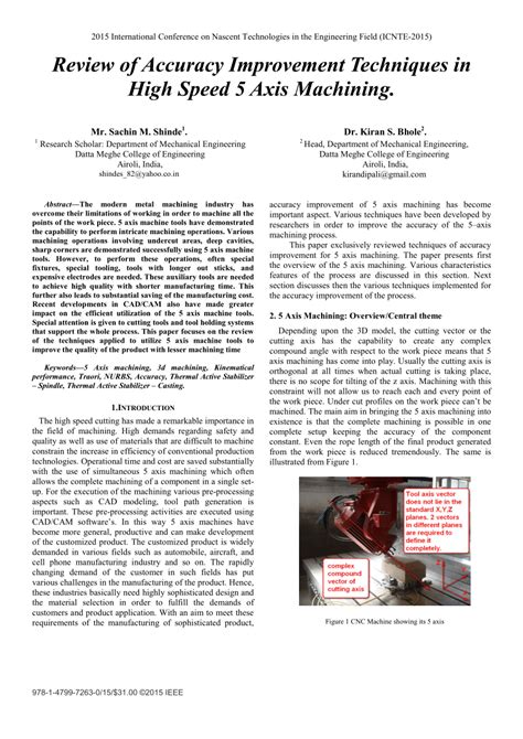 PDF Review Of Accuracy Improvement Techniques In High Speed 5 Axis Machining