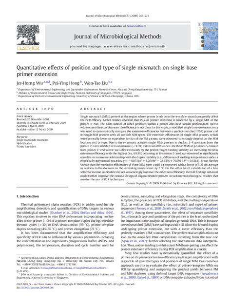 Pdf Quantitative Effects Of Position And Type Of Single Mismatch On Single Base Primer Extension