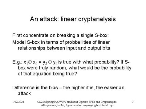 Spns Linear Cryptanalysis Differential Cryptanalysis Block Ciphers Spns