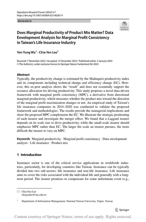 Does Marginal Productivity Of Product Mix Matter Data Envelopment Analysis For Marginal Profit
