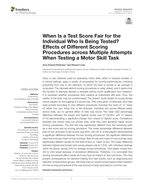 Pdf When Is A Test Score Fair For The Individual Who Is Being Tested