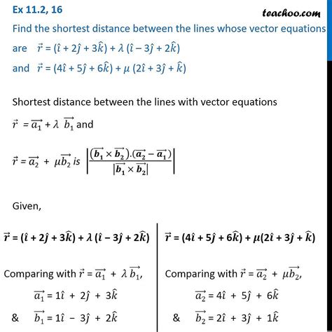 Ex 112 14 Find Shortest Distance Between R I 2j 3k