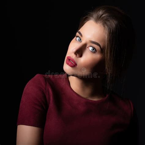 Portrait Of Attractive Young Woman Over Black Background Amazing Girl